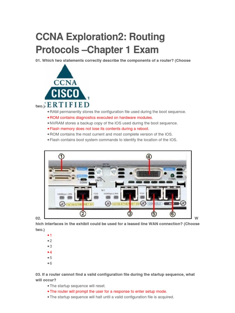 Ccna Routing Protocols and Concepts Chapter 1 Exam | PDF | Router ...