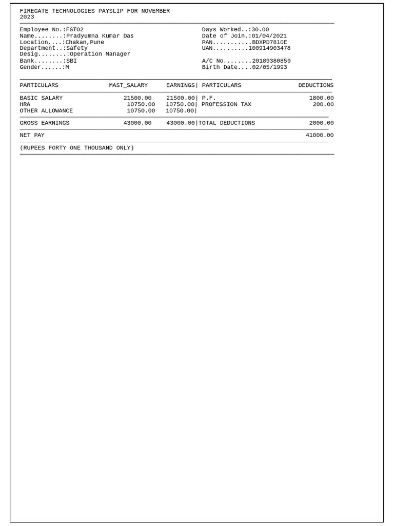 Kfi 4006 Jan 2020 Payslip 4006 | PDF