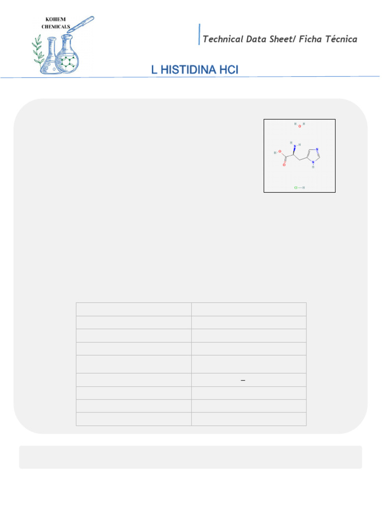 FT - Histidina HCL Kohem | PDF