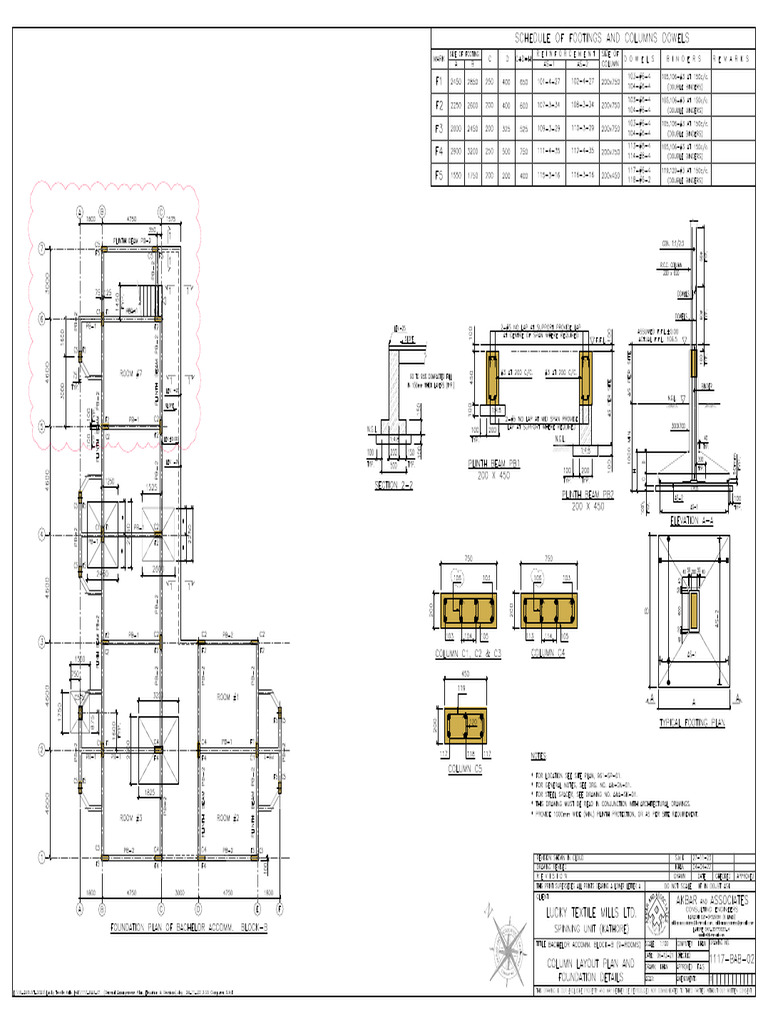 1117-BAB-02 Rev.-B (Column Layout Foundation Detail) - Model | PDF