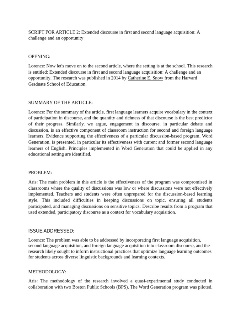 Script For Article 2 | PDF