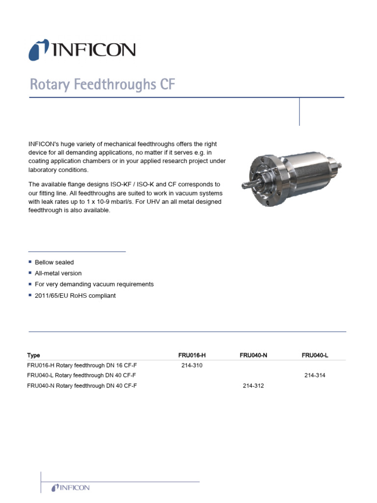 Rotary Feedthroughs CF EN | PDF