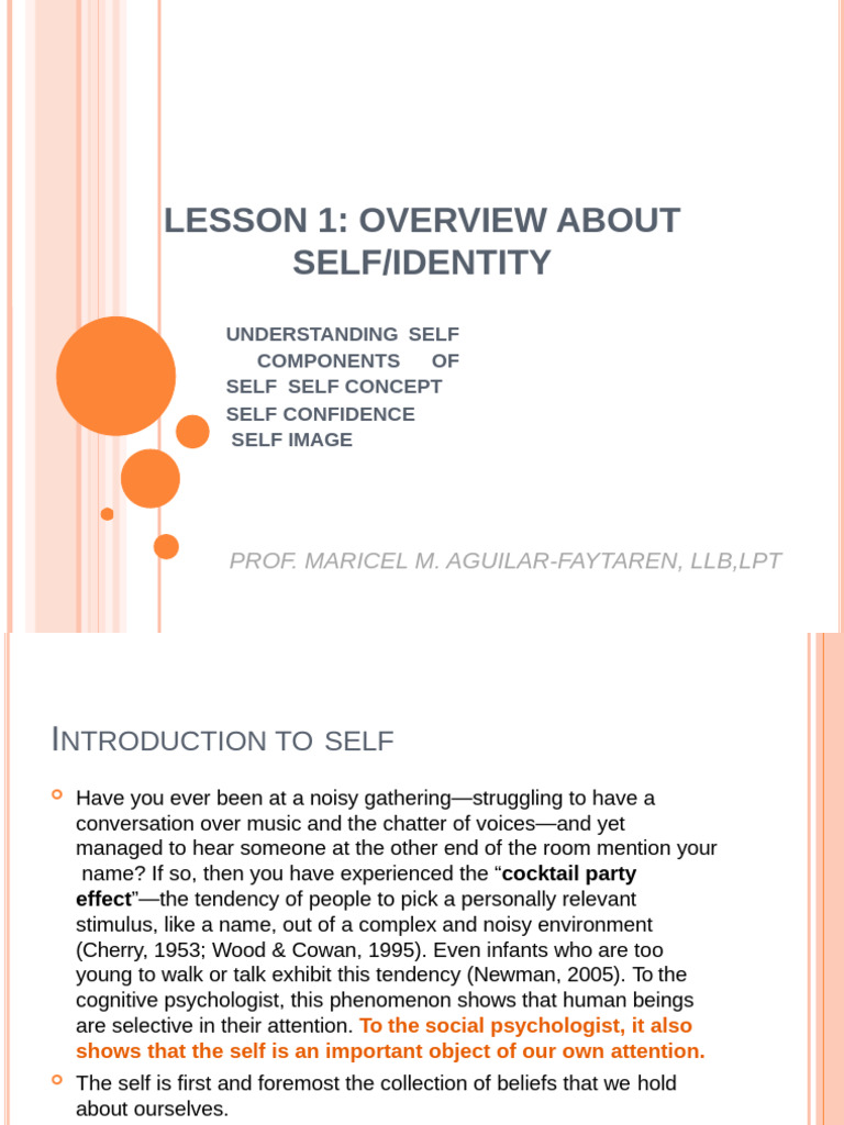 Understanding Self: Key Concepts Explained | PDF | Self Concept | Self ...