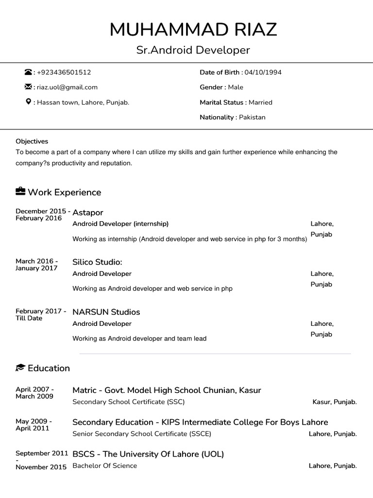 CV - Muhammad-Riaz - Android | PDF