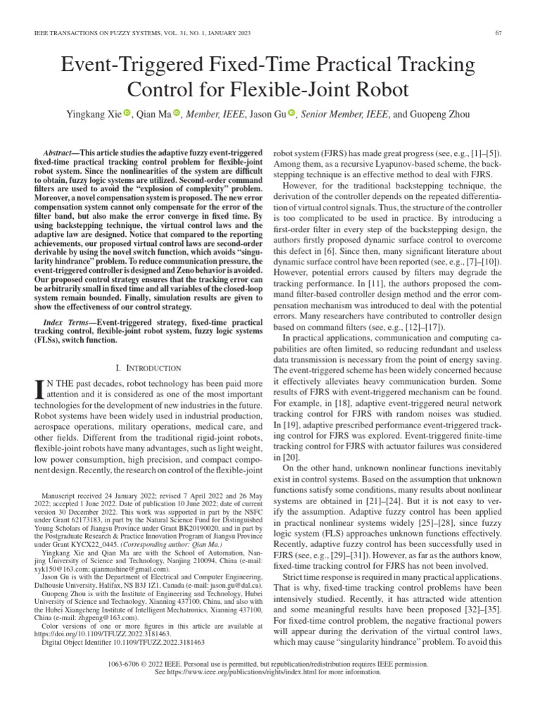 Event-Triggered Fixed-Time Practical Tracking Control For Flexible-Joint Robot | PDF