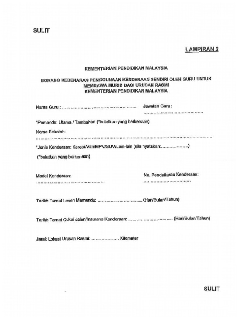 Spi Bil3 2019 Sop Kenderaan Sendiri | PDF