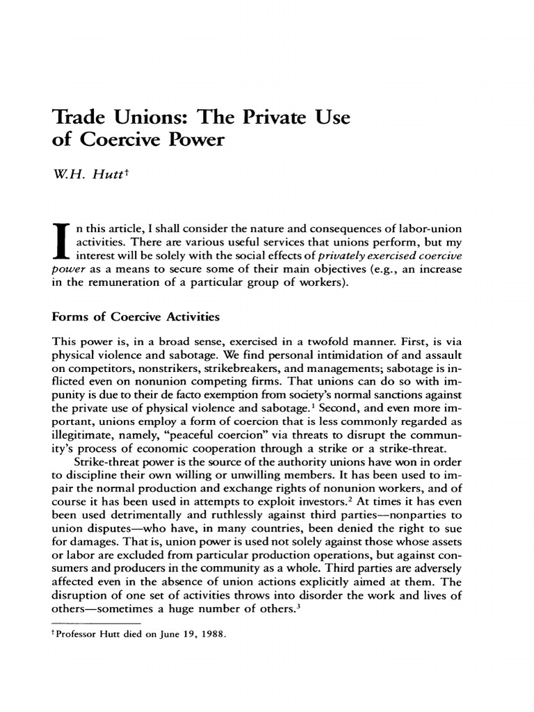 Trade Unions The Private Use | PDF