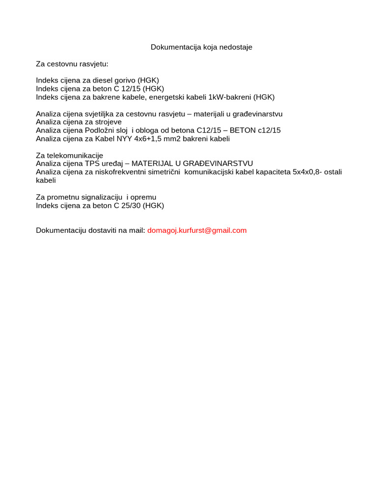 Dokumentacija Koja Nedostaje | PDF