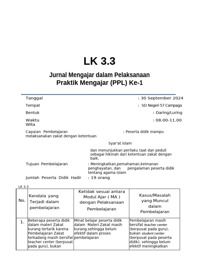 Contoh LK Siklus 2 | PDF