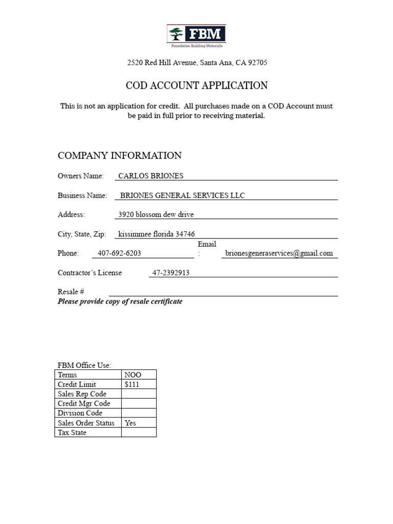 Form FBM Filled | PDF
