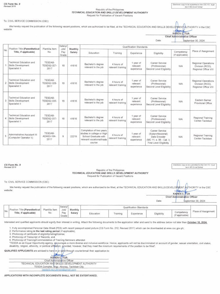 CSC Publication 0930-101024 - Tesda Ro8 1 | PDF