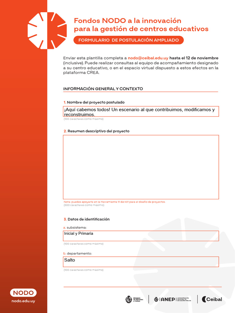 Formulario Proyecto NODO | PDF