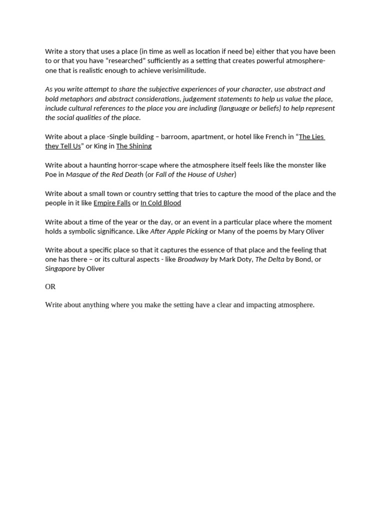 Creative Writing - Place - Final Writeup | PDF