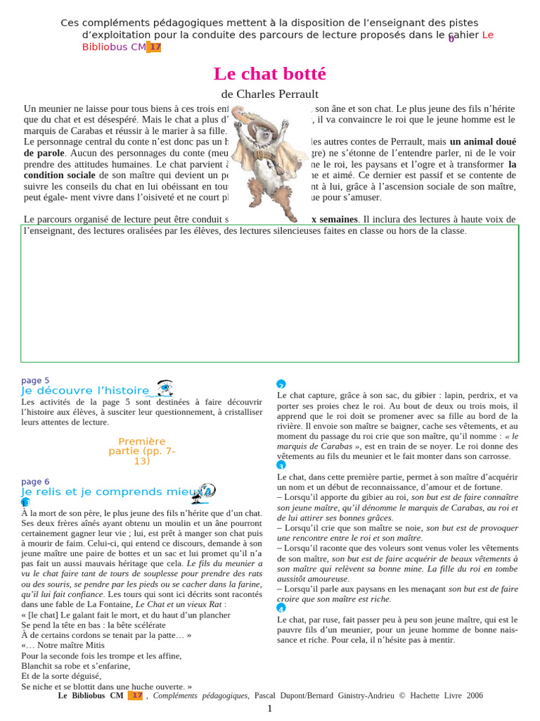 Le Chat Botté Fiche | PDF