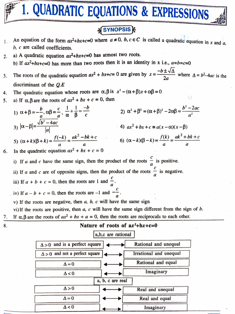 Quadratic Equations 1 | PDF