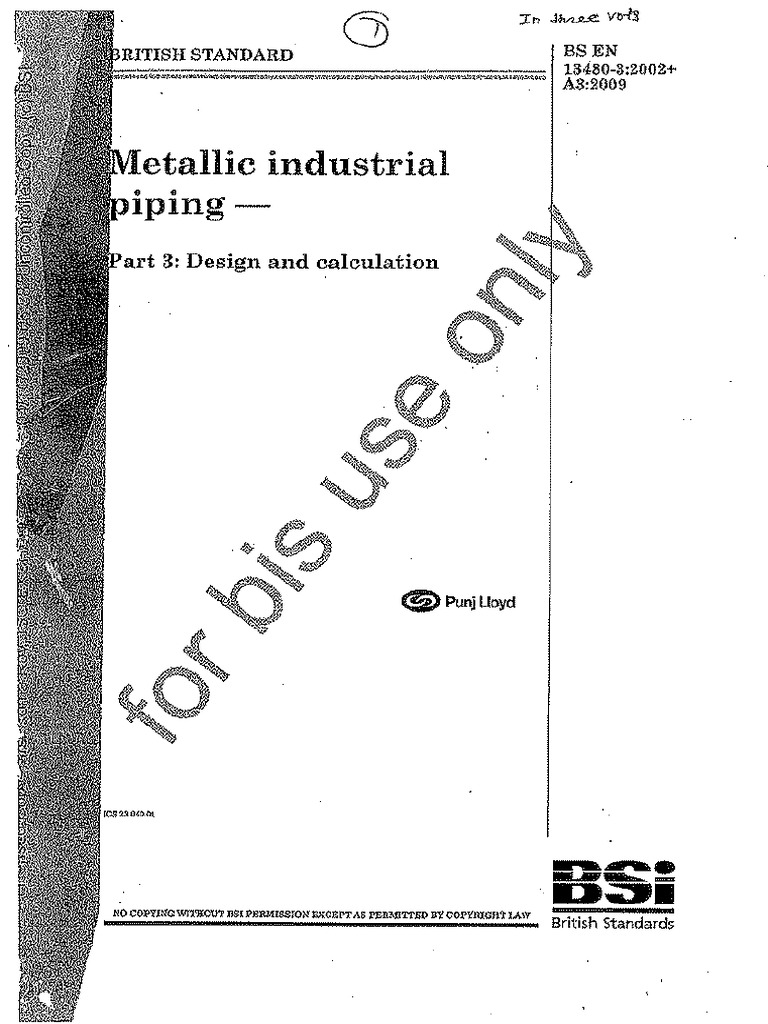 BS EN 13480-3-2009-pt 1of4-Metallic Industrial Piping-Design and Calculation | PDF
