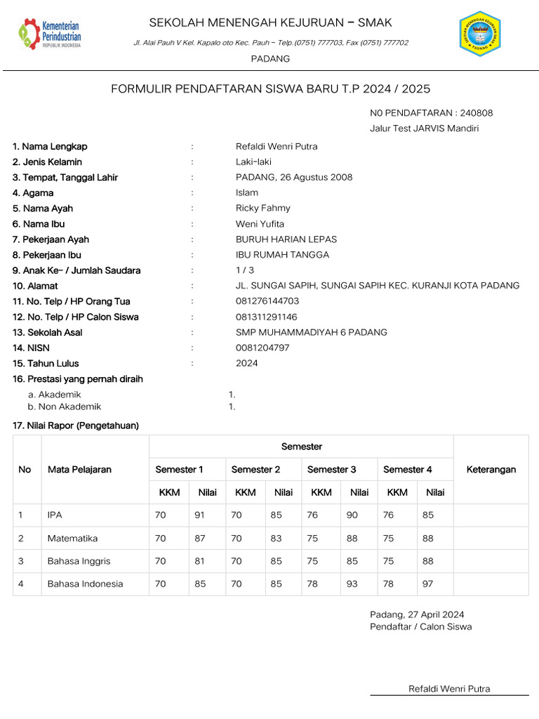 Cetak Formulir | PDF