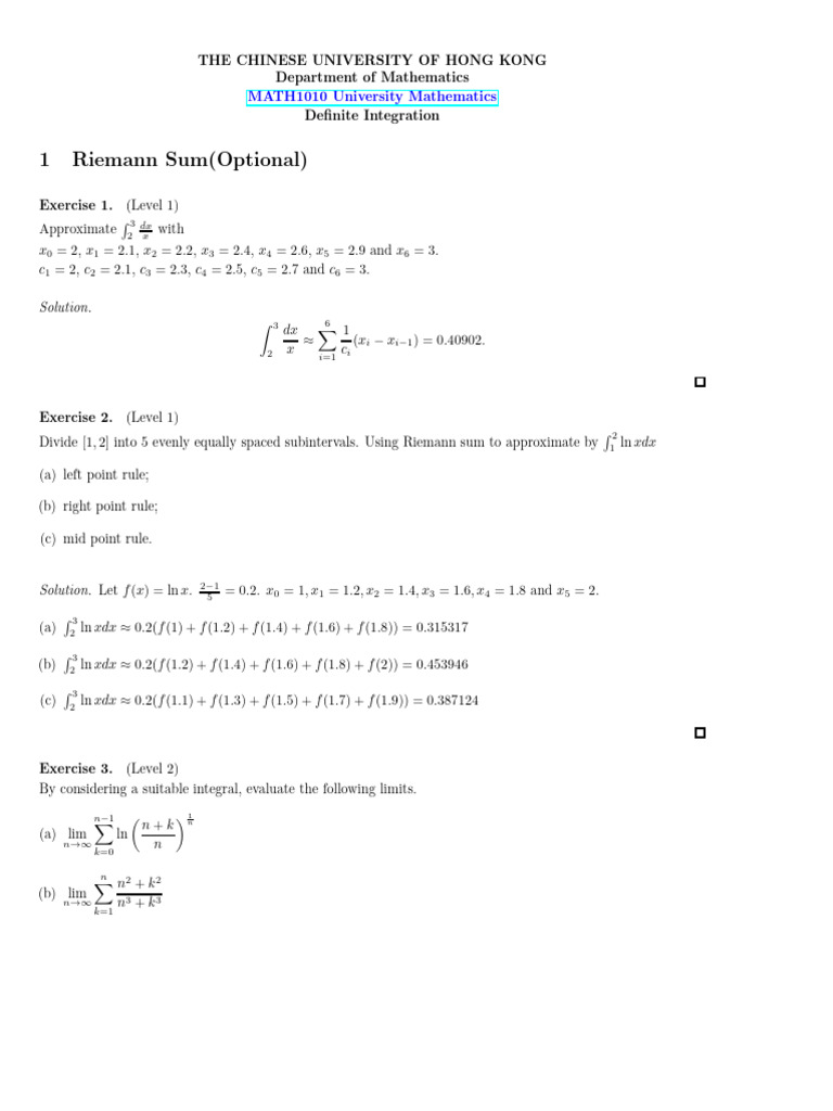 8 Definite Integration Pdf 