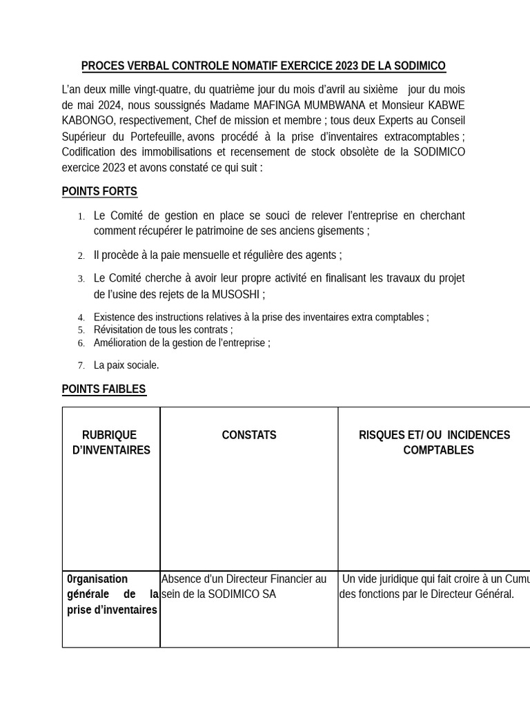 PV Inventaire Immo-Stocks Sodimico 2023 | PDF