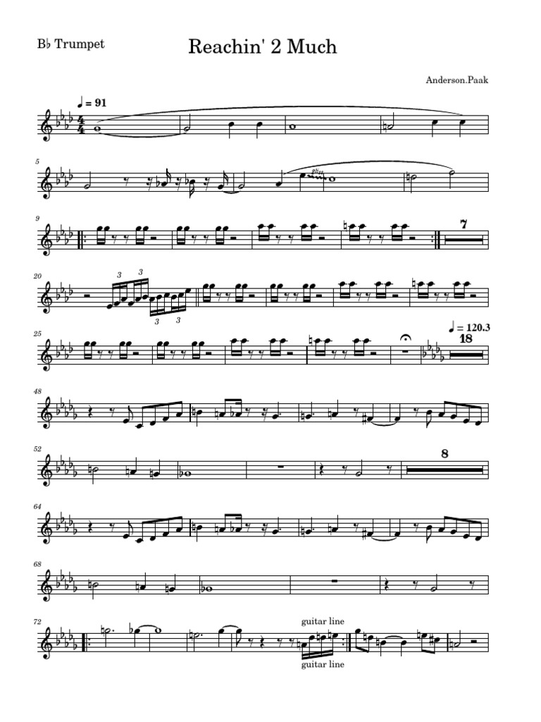 Reachin' 2 Much Trumpet | PDF