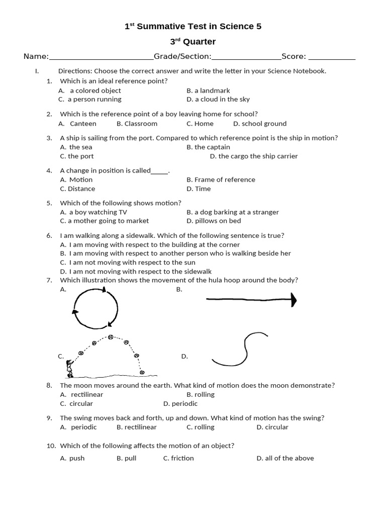 Summative Tests 3rd Quarter Science 5 | PDF