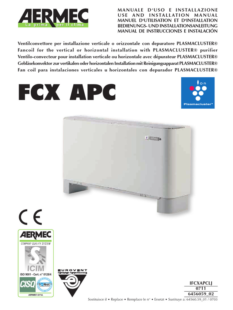 Aermec FCX-APC INSTALLATION MANUAL Eng | PDF