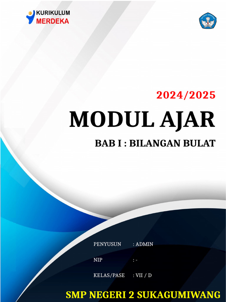 Modul Ajar Matematika Kls 7 Sem 1 - Bab I | PDF