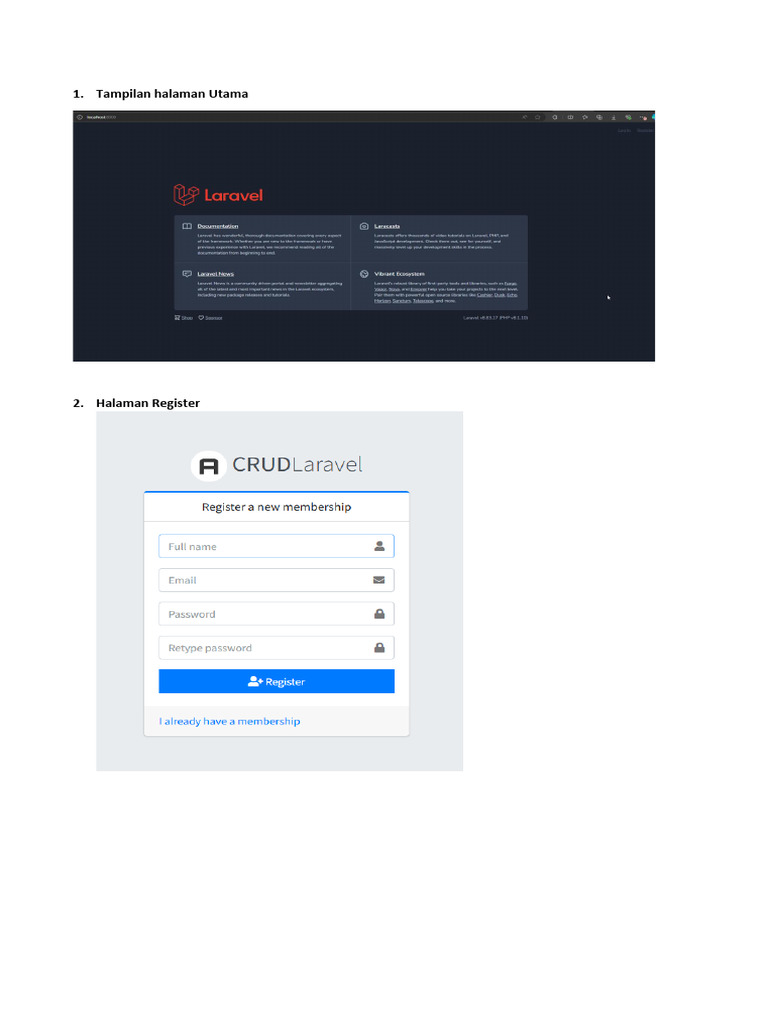 Integrasi AdminLTE & CRUD Laravel | PDF