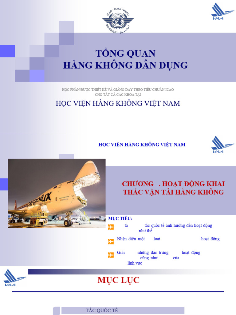 CHƯƠNG 4. HOẠT ĐỘNG KHAI THÁC VẬN TẢI HÀNG KHÔNG | PDF