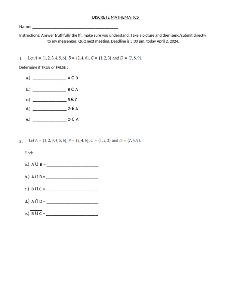 DISCRETE MATHEMATICS Exercise Problems | PDF | Career & Growth | Computers