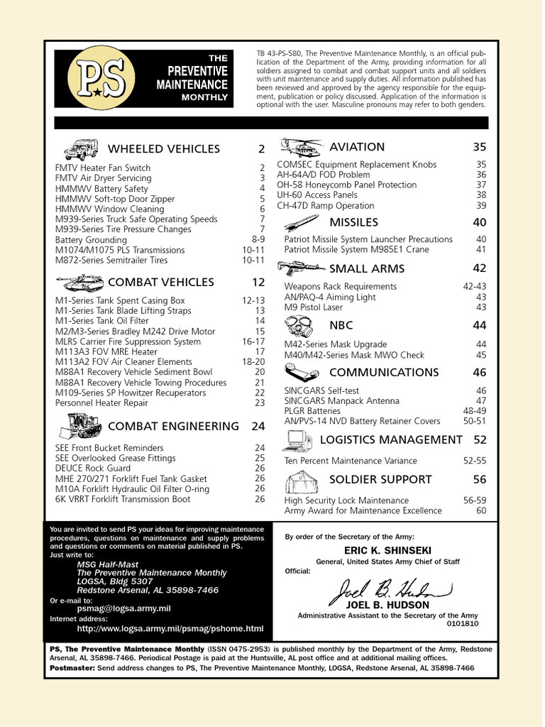 PS 580: Maintenance Insights for Soldiers | PDF | Humvee
