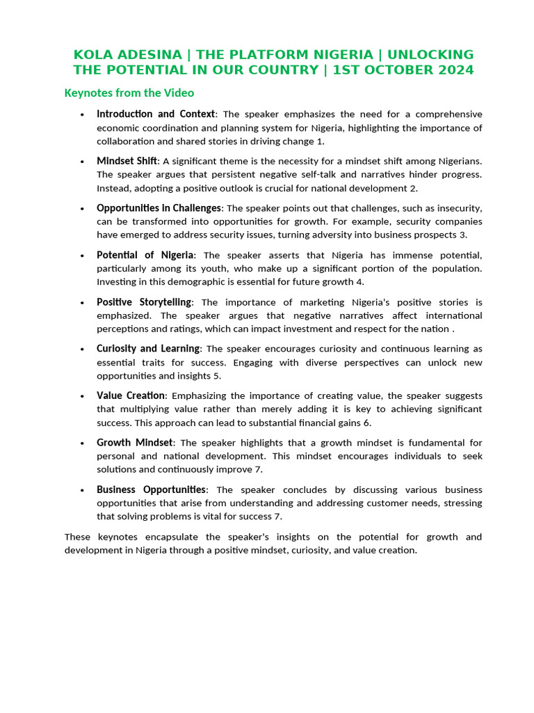 Keynotes From The Platform Speakers | PDF