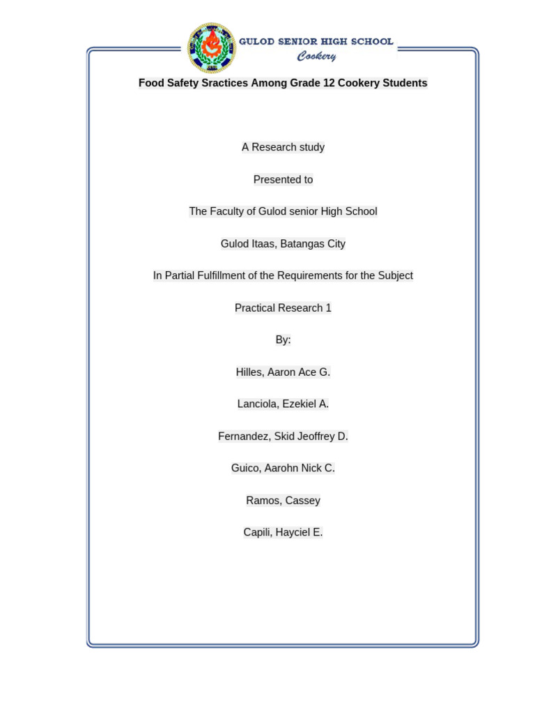 Gshs Cookery Research Body 5 1 7 2 | PDF