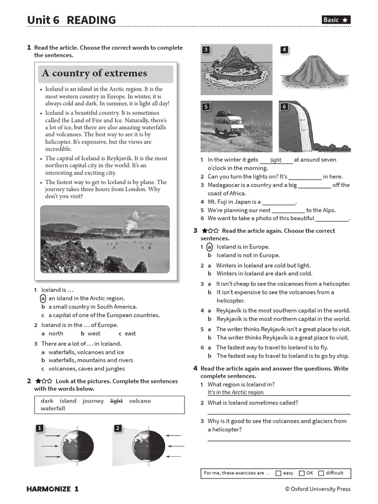 Harmonize 1 TRM Reading Unit 6 Worksheets | PDF