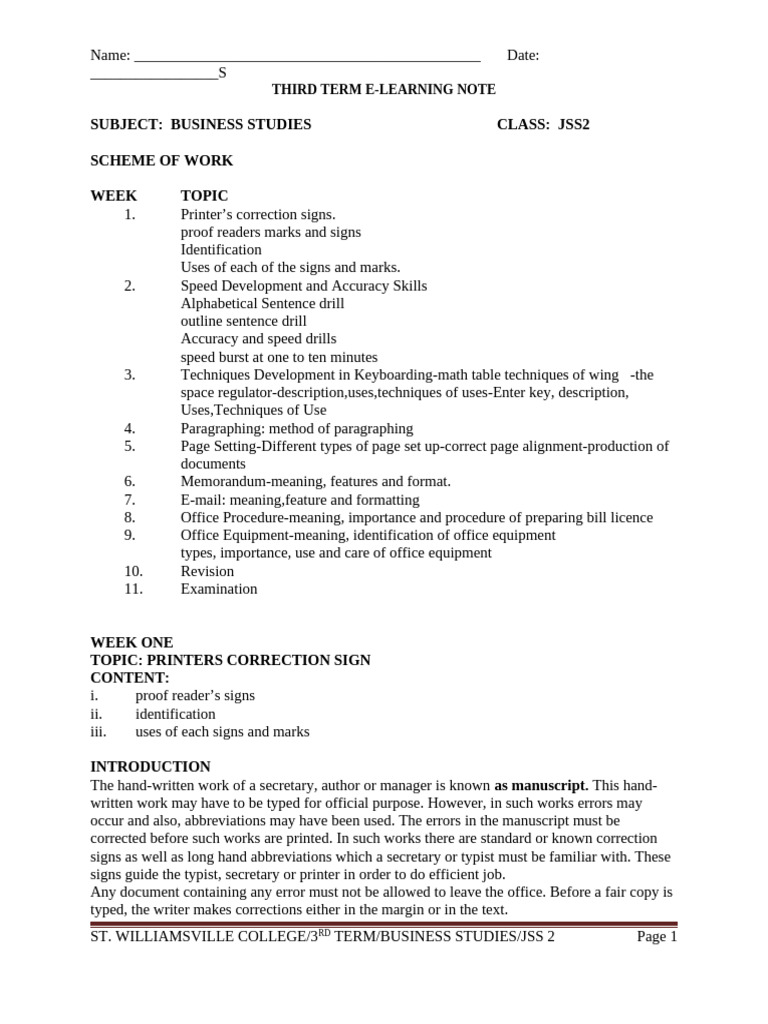 3RD Term J2 Business Studies | PDF