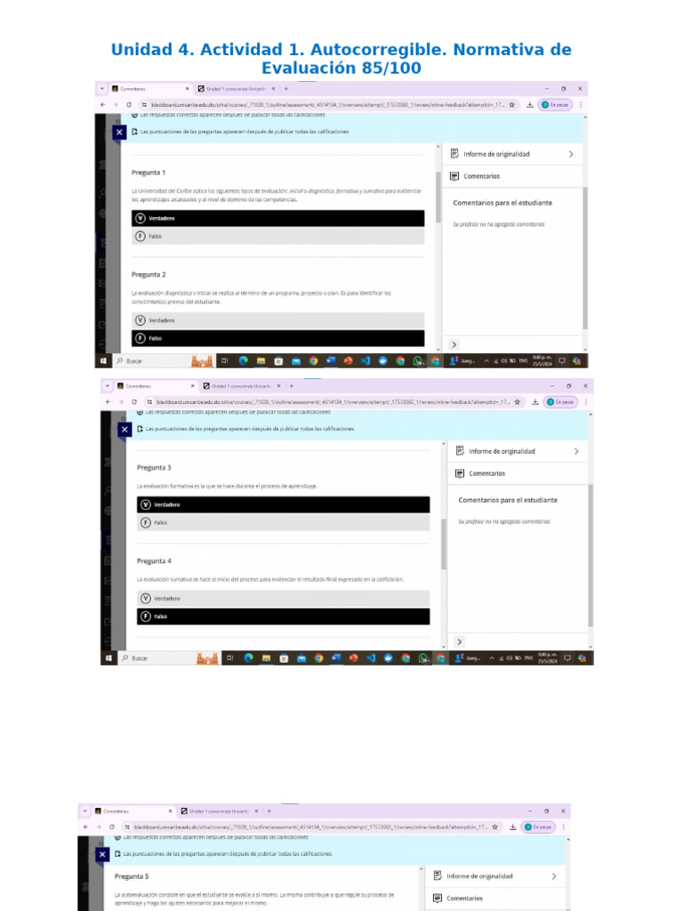 Unidad 4. Actividad 1. Autocorregible. Normativa de Evaluación | PDF ...
