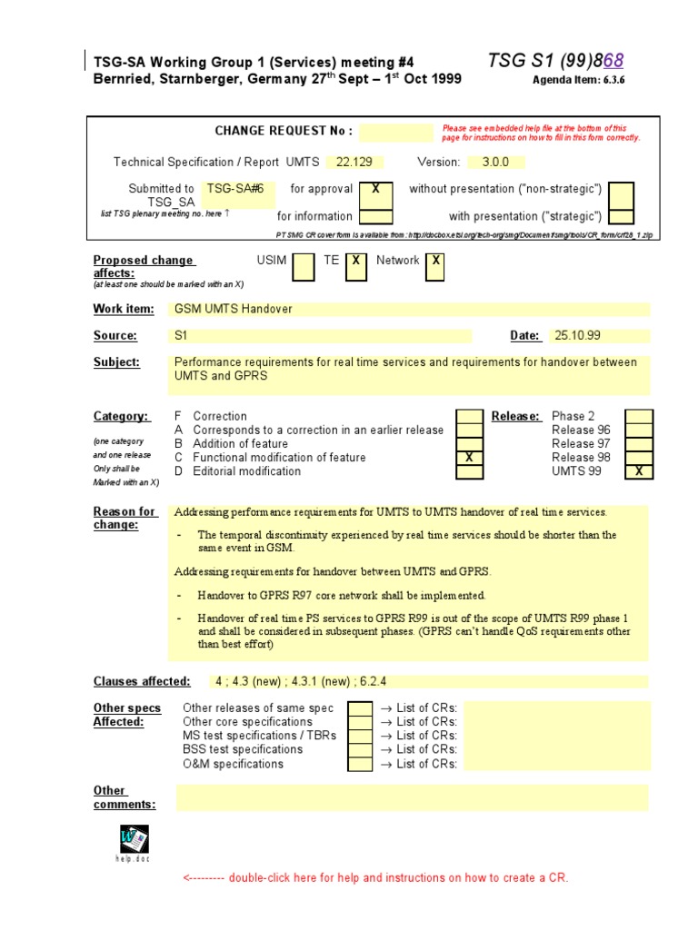 TSG S1 (99) 8: TSG-SA Working Group 1 (Services) Meeting #4 Bernried ...