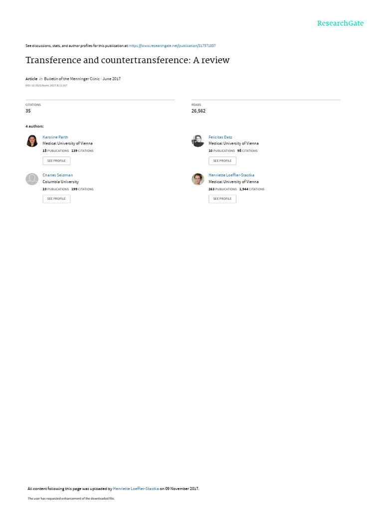 Transference and Countertransference | PDF