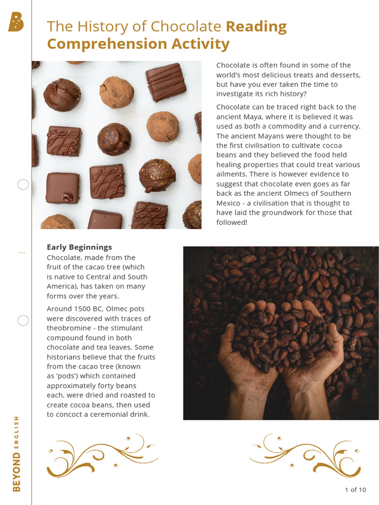 The History of Chocolate - Reading Comprehension Activity | PDF