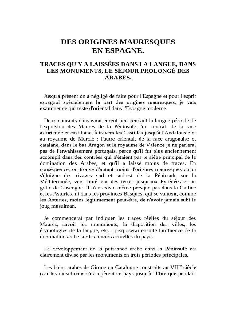 Des Origines Mauresques | PDF