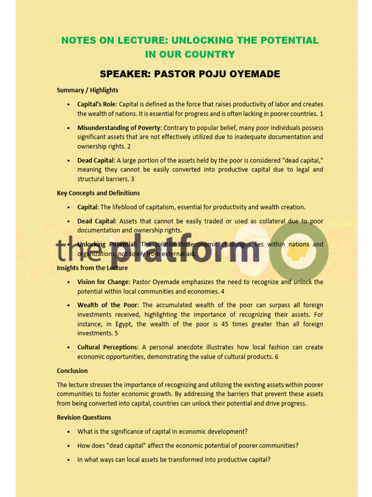 Keynote From Platform Nigeria - Pastor Poju Oyemade | PDF