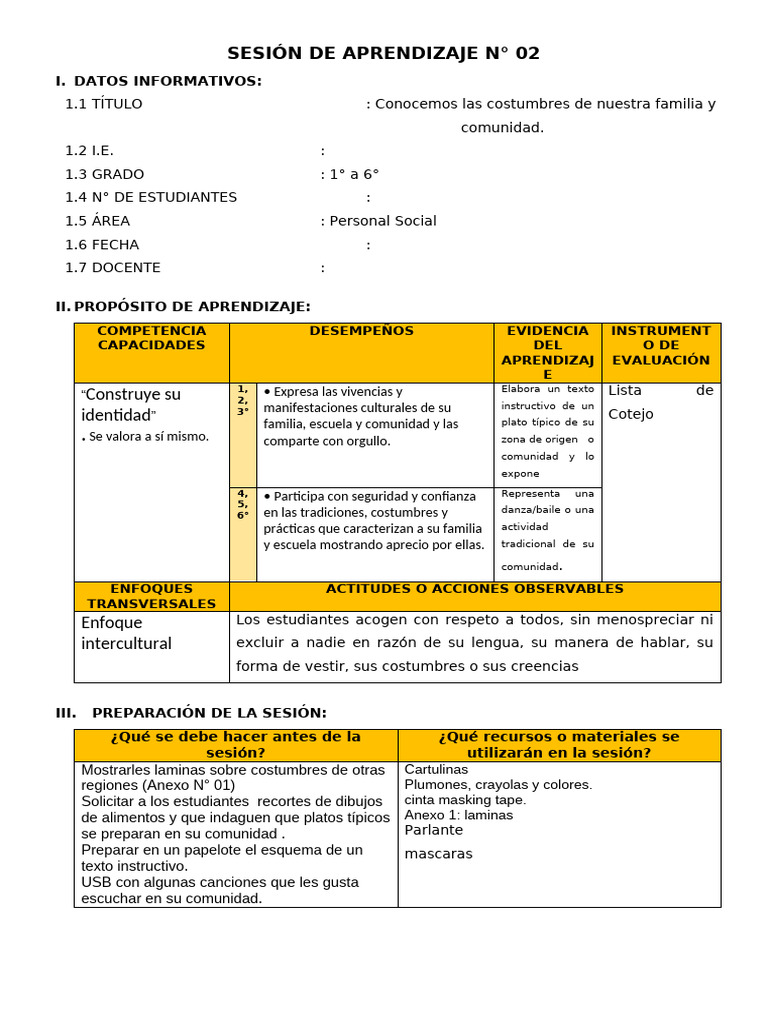 Sesión 2 Personal Social | PDF Sesión 2 Personal Social | PDF