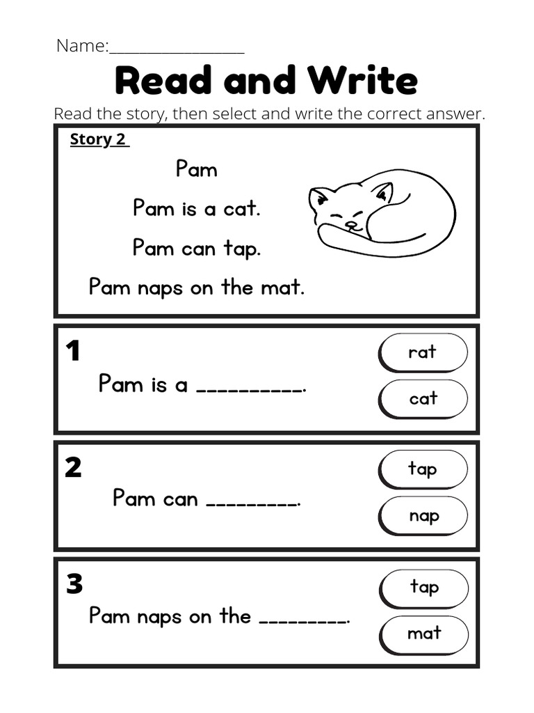 Simple Decodable Read and Write Sentence Comprehension Worksheet | PDF