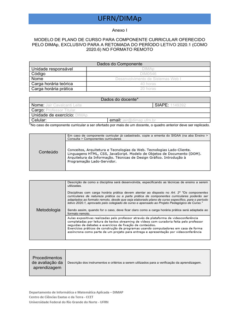 Ufba-Ultimoprojeto Pedagogico Licenciatura | PDF