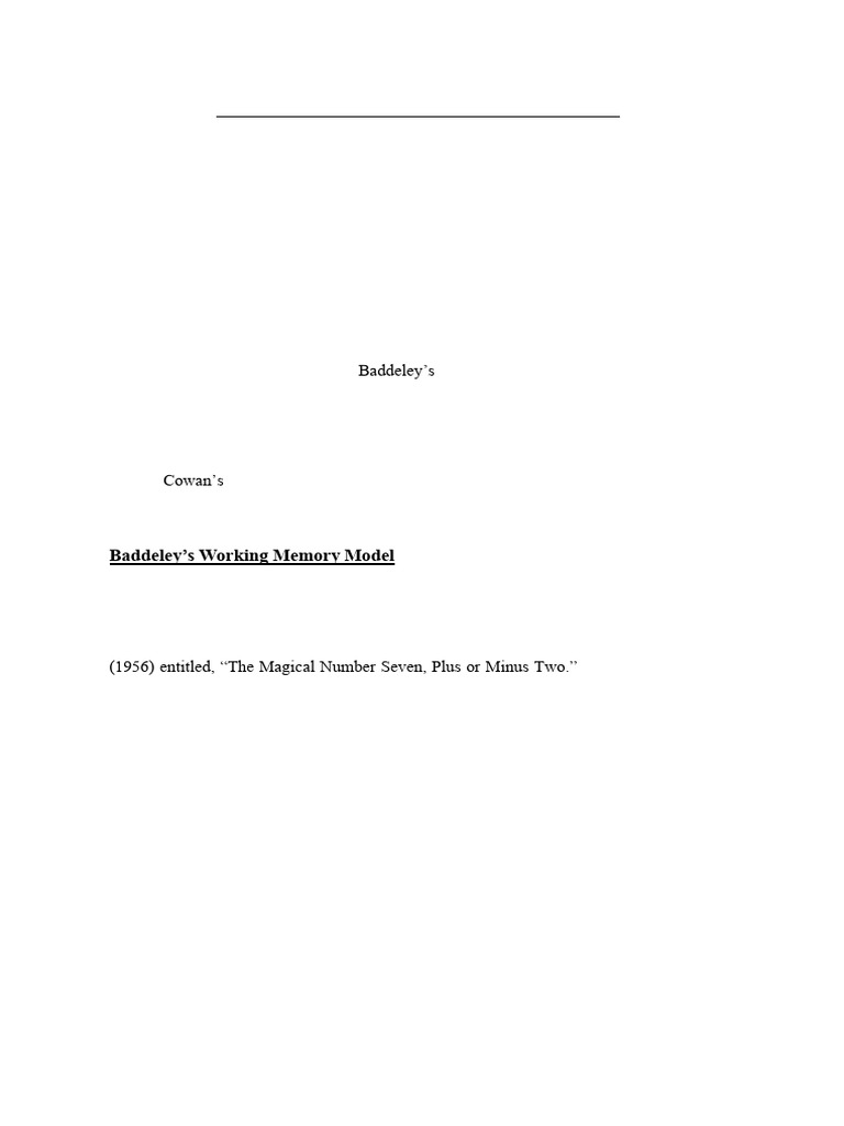 Major Models of Working Memory PDF | PDF