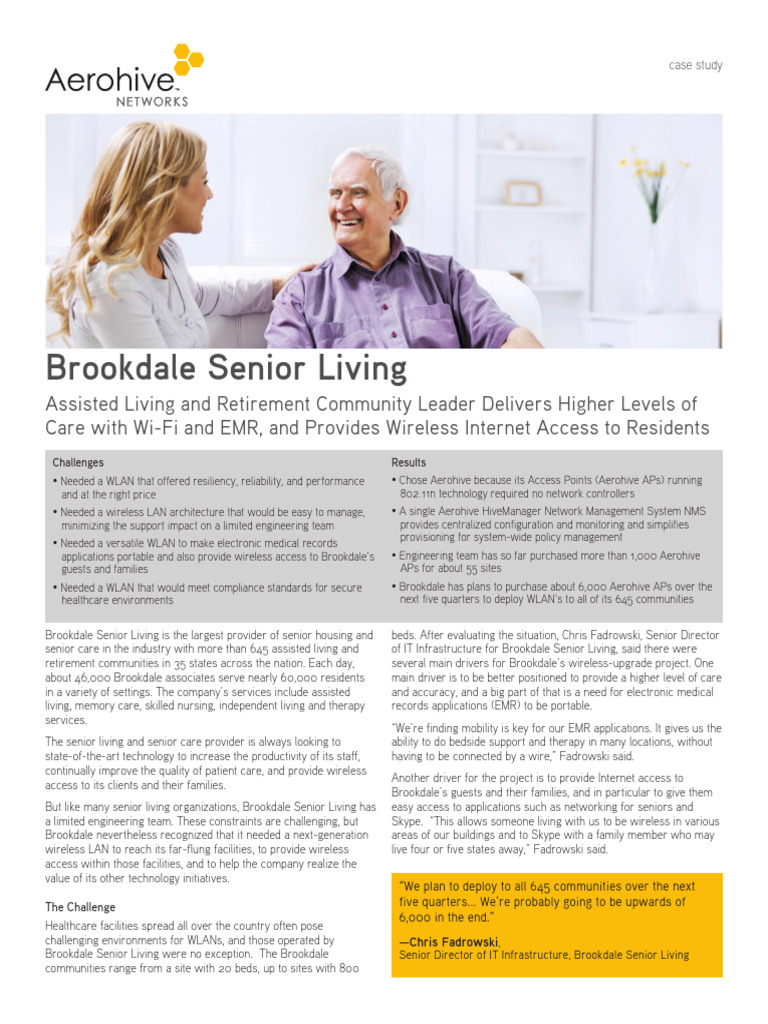 Aerohive Healthcare Case-Study Brookdale-Senior-Living | PDF