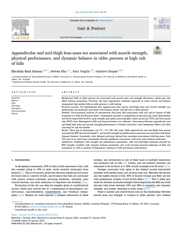 Appendicular and Mid-Thigh Lean Mass Are Associated With Muscle ...