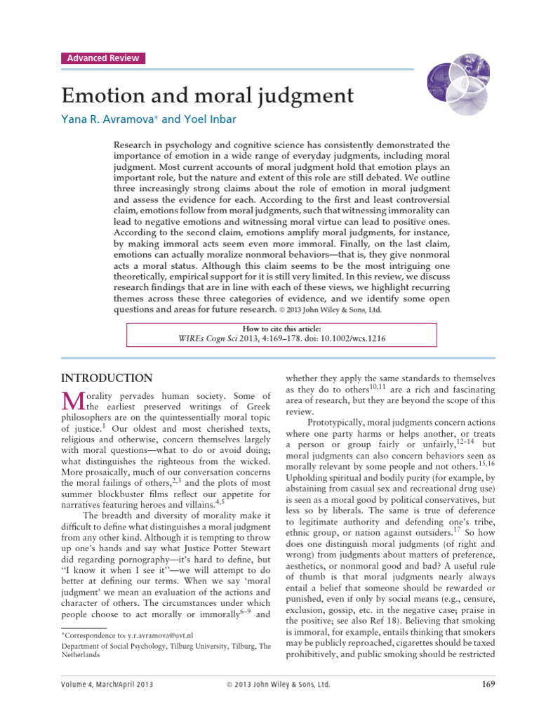 Emotion Moral Judgment | PDF