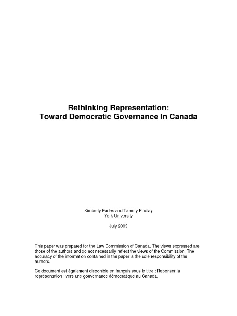 Rethinking Representation Toward Democra | PDF | Provinces And Territories Of Canada | Social ...