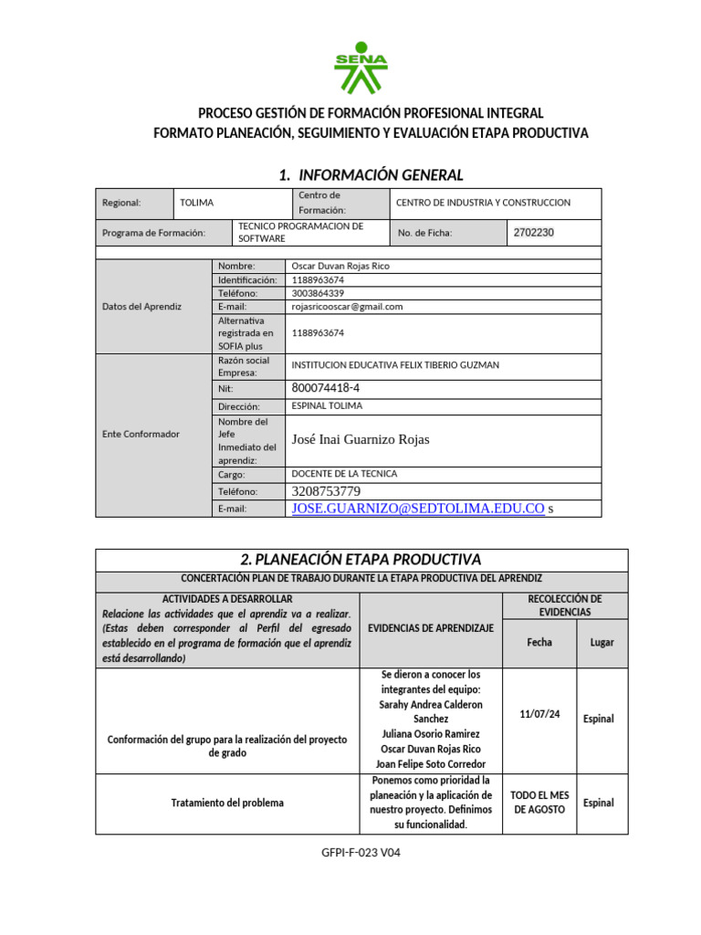 F-023 Planeación | PDF